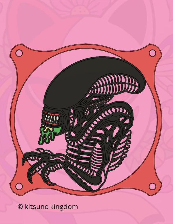Xenomorph Fan Cover: Sci-Fi PC Cooling, PLA Material - Kitsune Kingdom